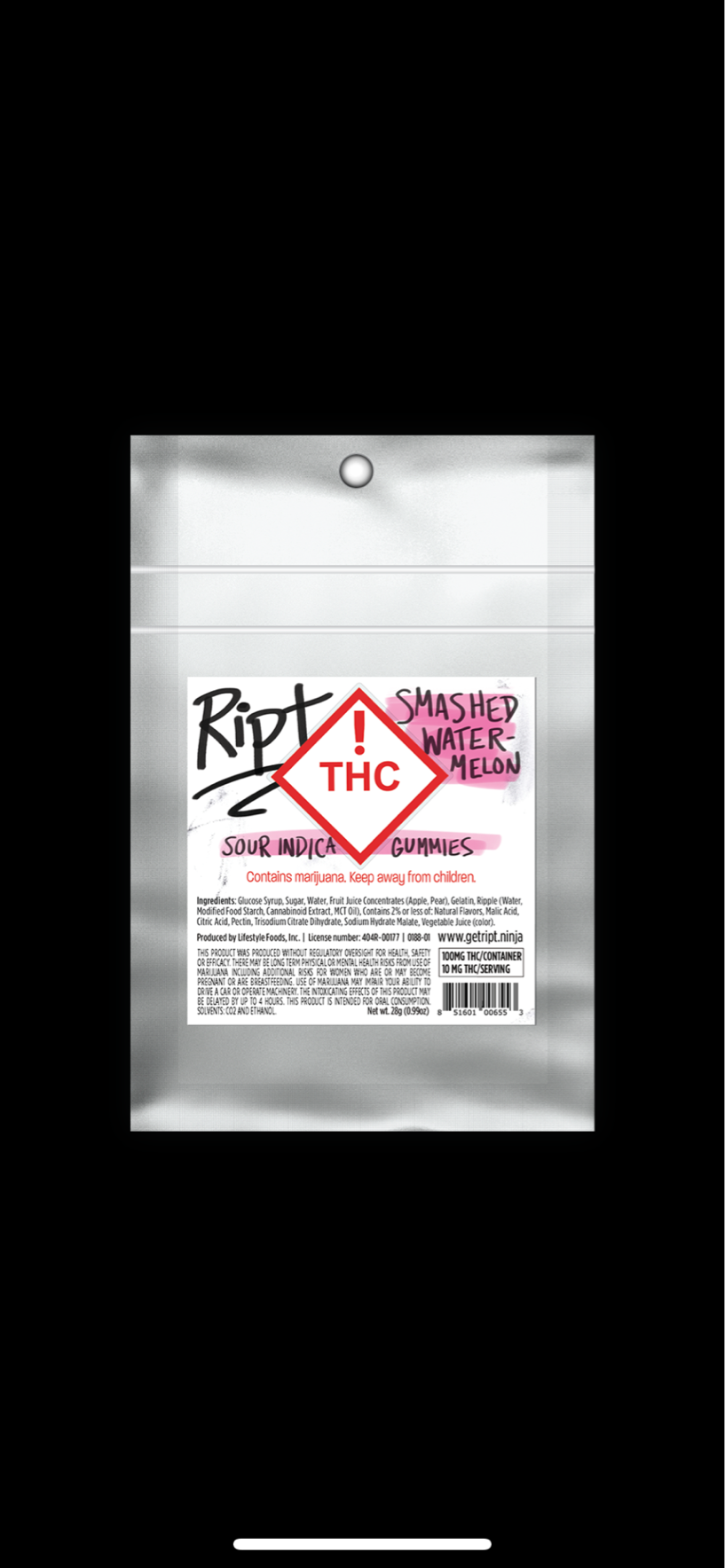 RIPT - WATERMELON - INDICA - GUMMY - 100MG - Solace Meds ...